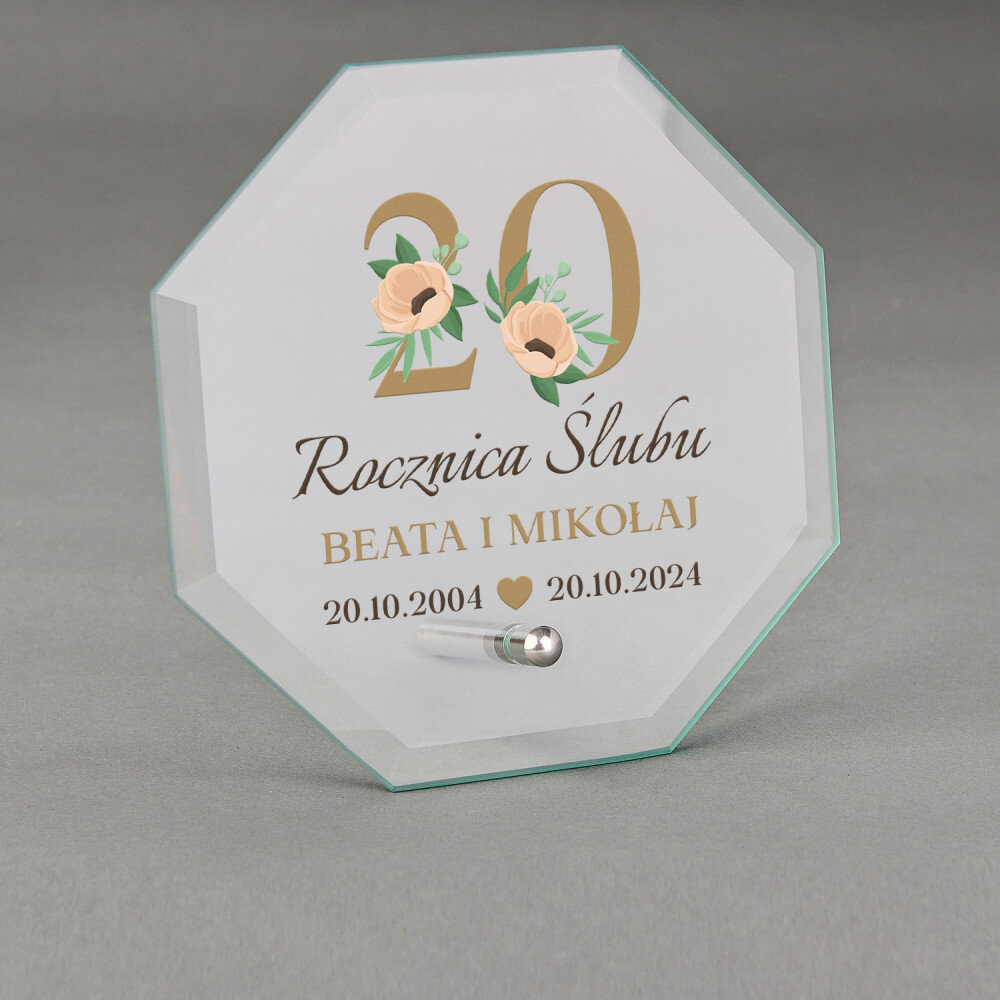 20 rocznica ślubu kwiaty - Szklana statuetka - MyGiftDna.pl