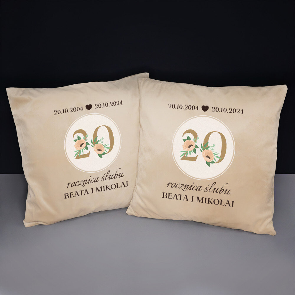 20 rocznica ślubu kwiaty - Zestaw Dwóch Poduszek Dekoracyjnych ...