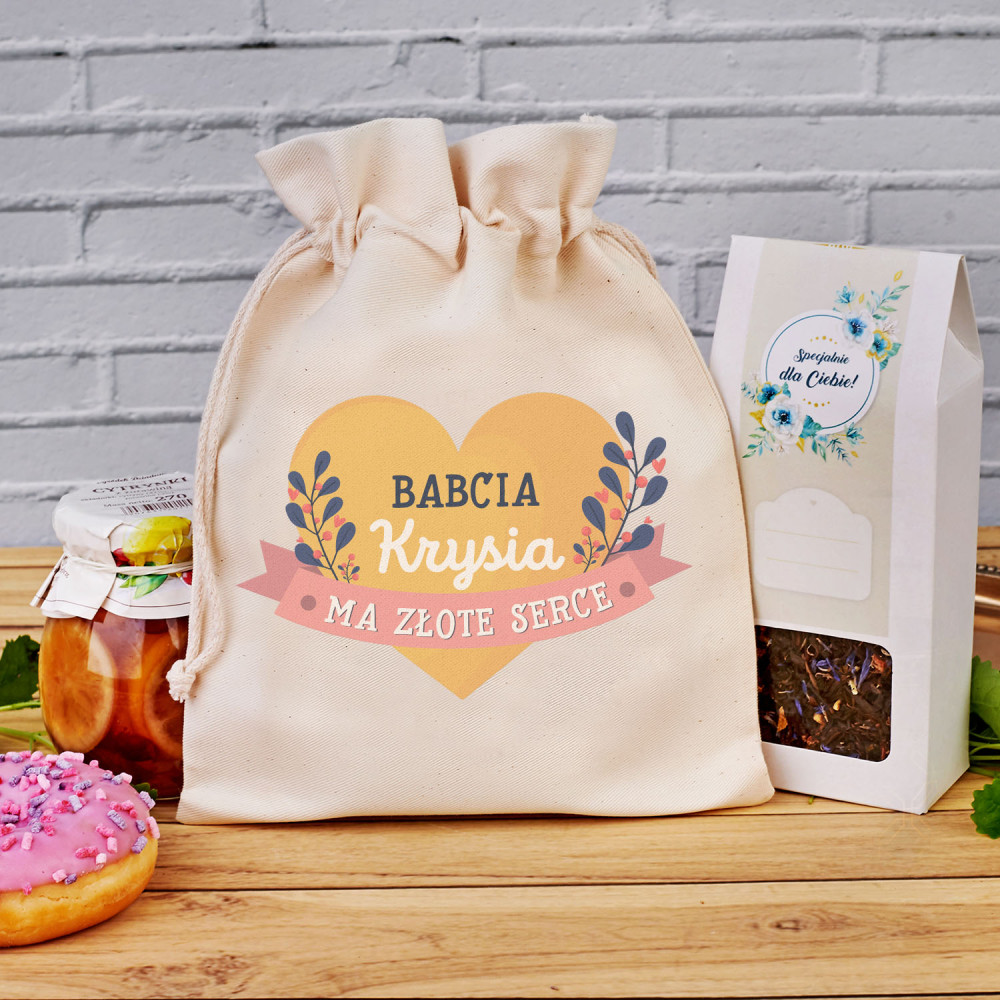 Babcia ma złote serce - Zestaw Herbaciany w Woreczku - MyGiftDna.pl