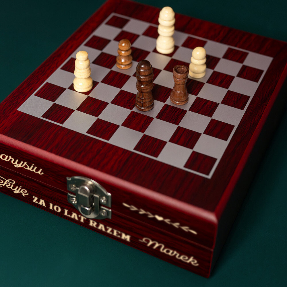 Dziękuję za lata razem - Szachy z zestawem do wina - MyGiftDna.pl