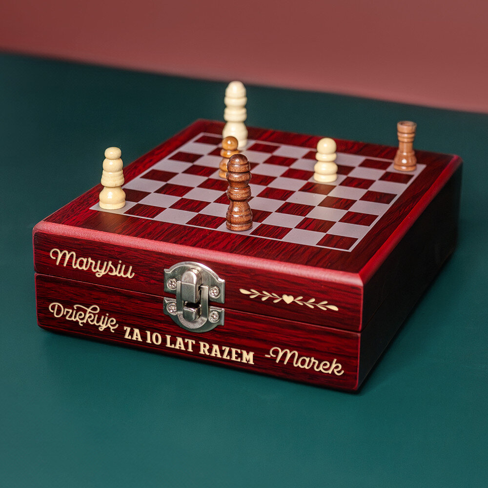 Dziękuję za lata razem - Szachy z zestawem do wina - MyGiftDna.pl