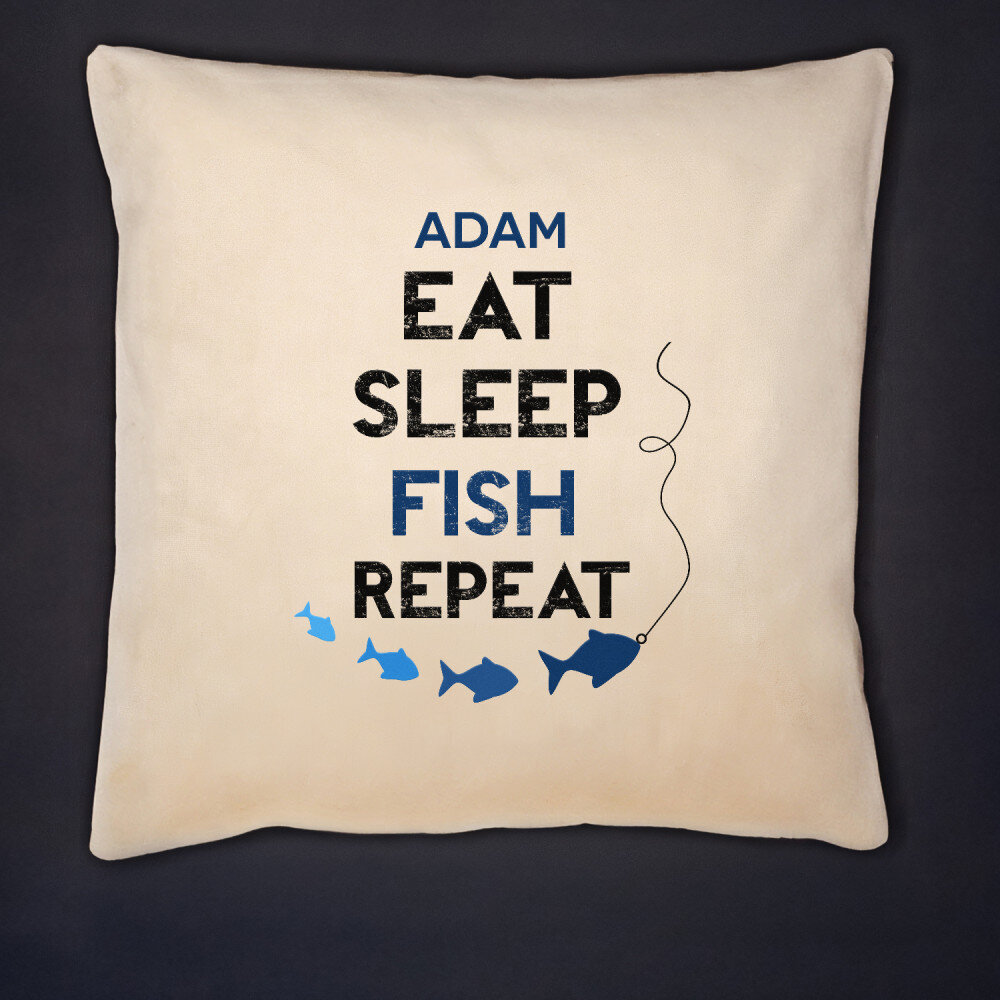 Eat, sleep, fish - Poduszka dekoracyjna - MyGiftDna.pl