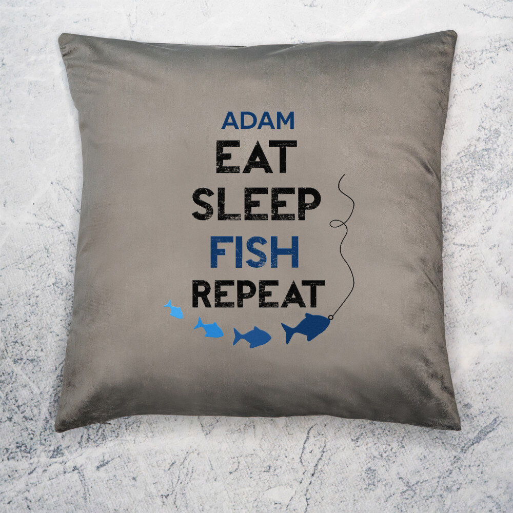 Eat, sleep, fish - Poduszka dekoracyjna - MyGiftDna.pl