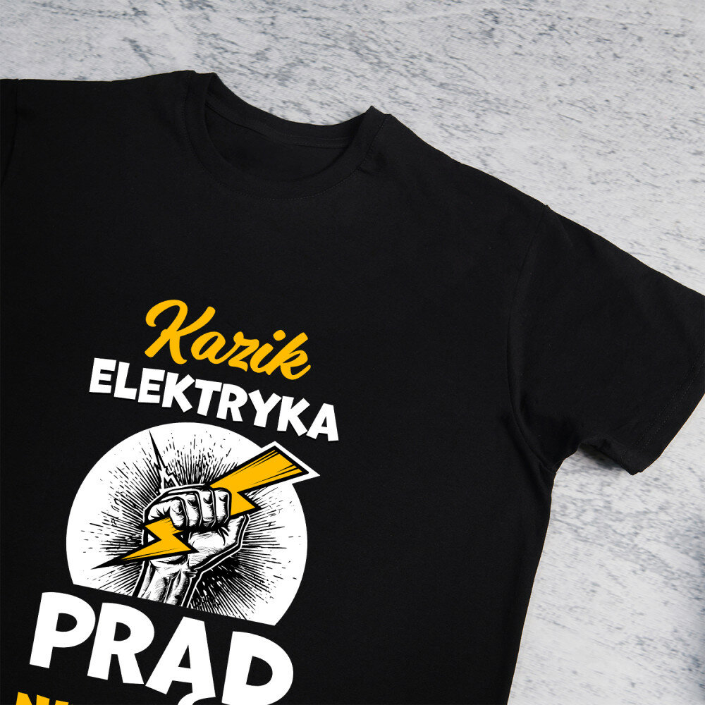 Elektryka prąd nie tyka - Czarna koszulka męska - MyGiftDna.pl