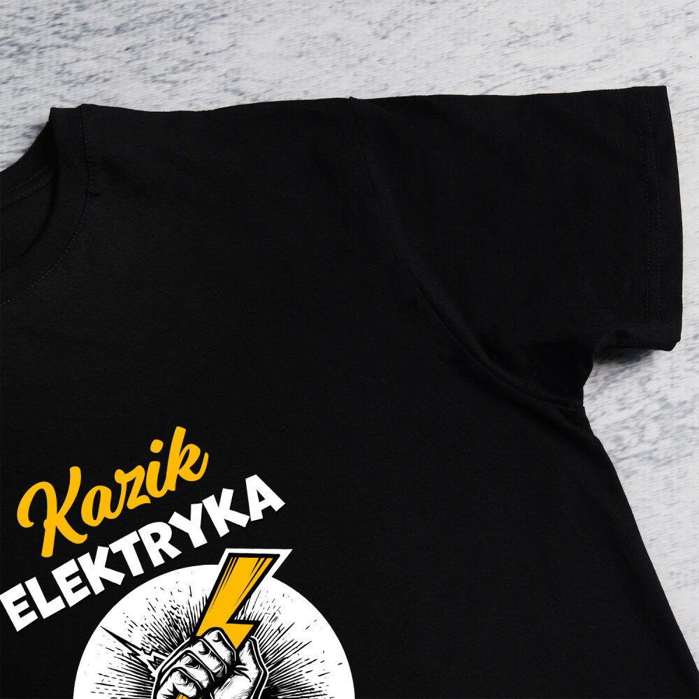 Elektryka prąd nie tyka - Czarna koszulka męska - MyGiftDna.pl
