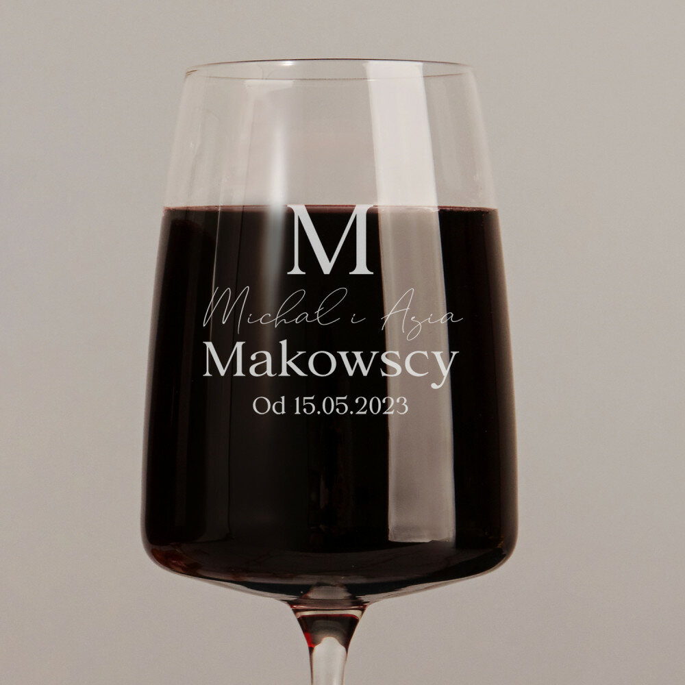 Imiona nazwisko data ślubu - Dwa kryształowe kieliszki do wina ...