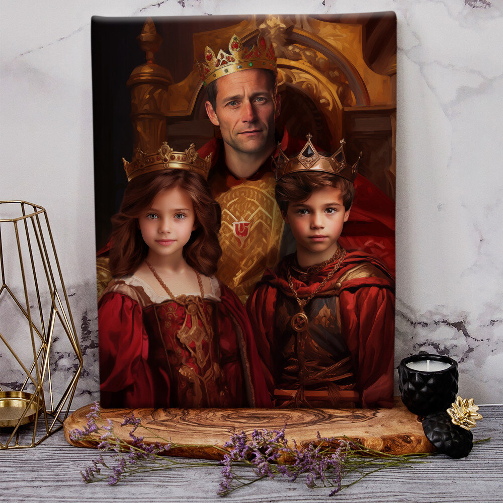 Król tata z dziećmi - Królewski portret - MyGiftDna.pl
