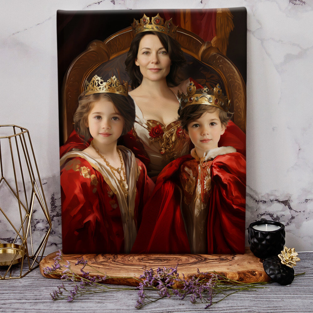 Królowa mama z dziećmi - Królewski portret - MyGiftDna.pl