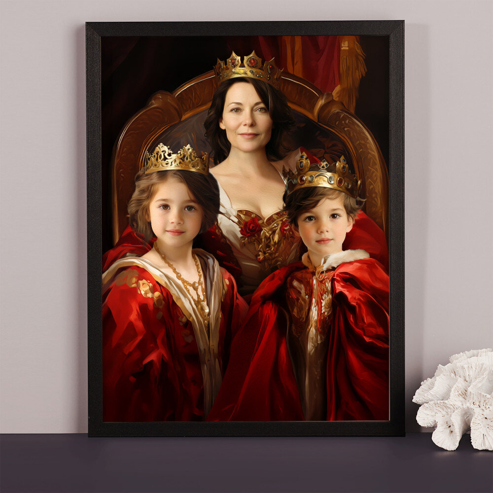 Królowa mama z dziećmi - Królewski portret - MyGiftDna.pl