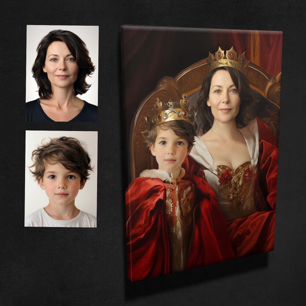 Królowa mama z synem - Królewski portret - MyGiftDna.pl