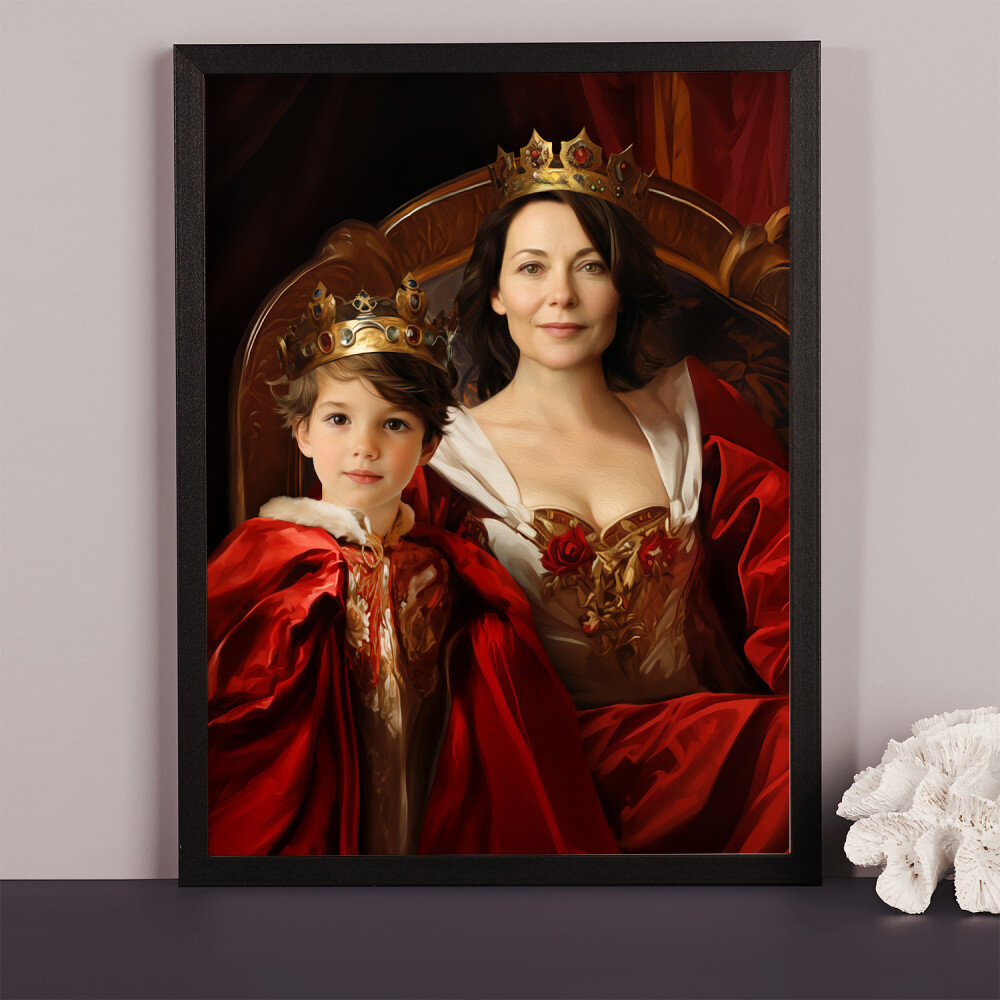 Królowa mama z synem - Królewski portret - MyGiftDna.pl