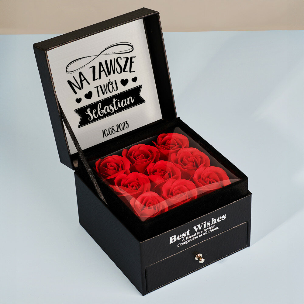 Na zawsze twój - Pudełko na biżuterię z wiecznymi różami - MyGiftDna.pl
