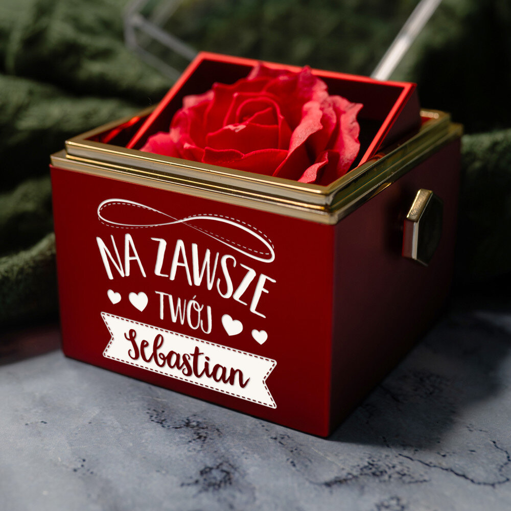 Na zawsze twój - Pudełko z różą na biżuterię - MyGiftDna.pl