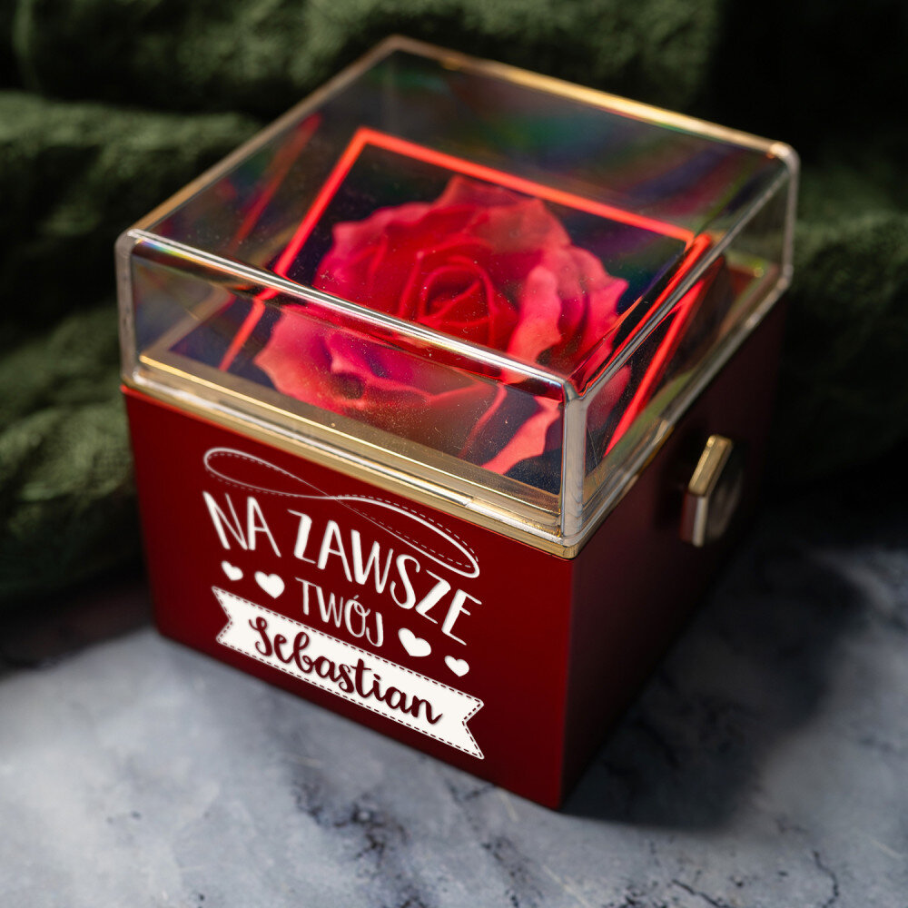 Na zawsze twój - Pudełko z różą na biżuterię - MyGiftDna.pl