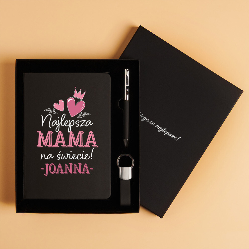 Najlepsza mama na świecie serca - Zestaw z notatnikiem - MyGiftDna.pl