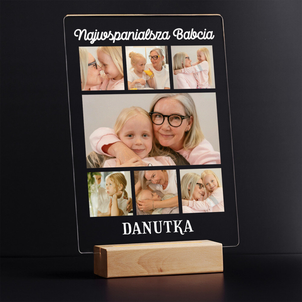 Najwspanialsza Babcia - Wydruk na szkle akrylowym z podstawką led - MyGiftDna.pl