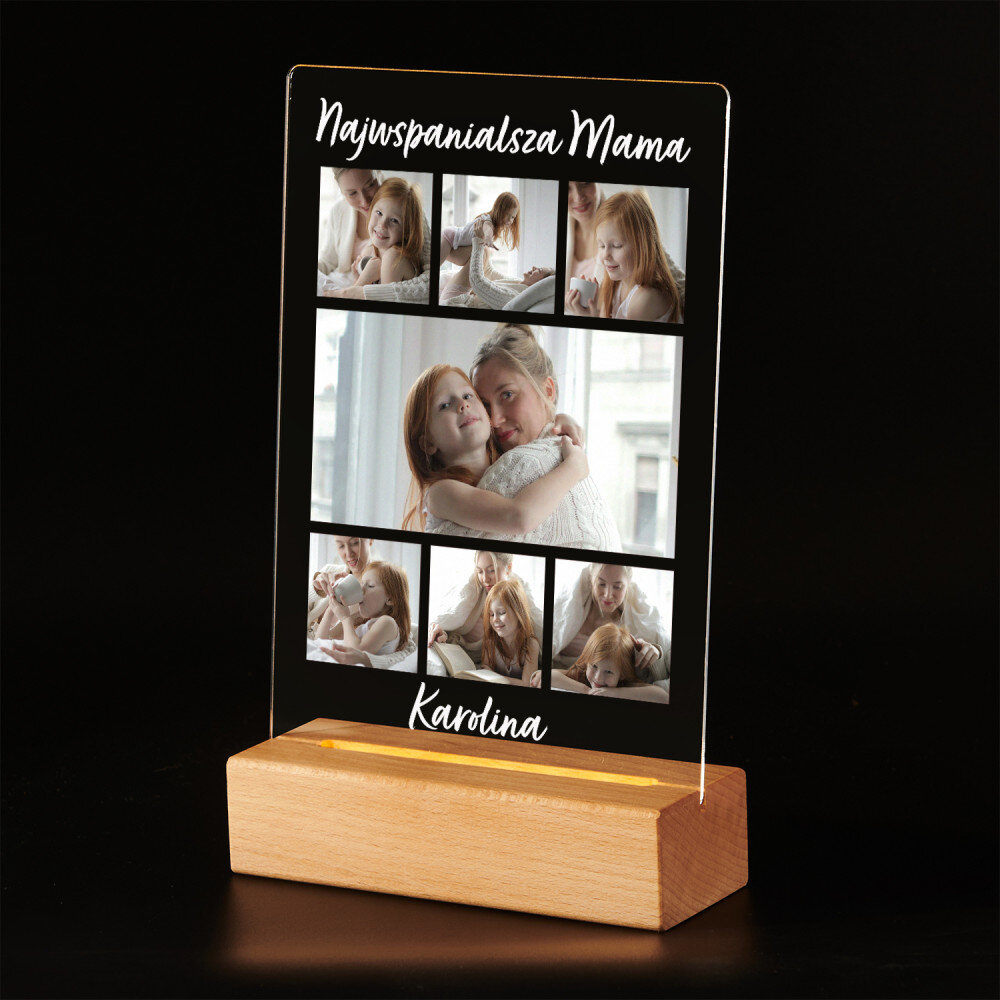 Najwspanialsza mama - Wydruk na szkle akrylowym z podstawką led - MyGiftDna.pl