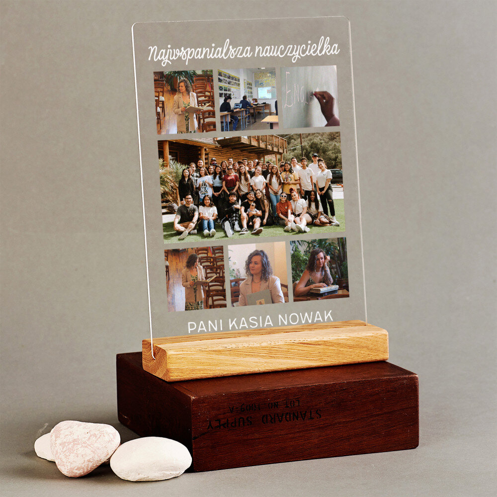 Najwspanialsza nauczycielka - Wydruk na szkle akrylowym z podstawką - MyGiftDna.pl
