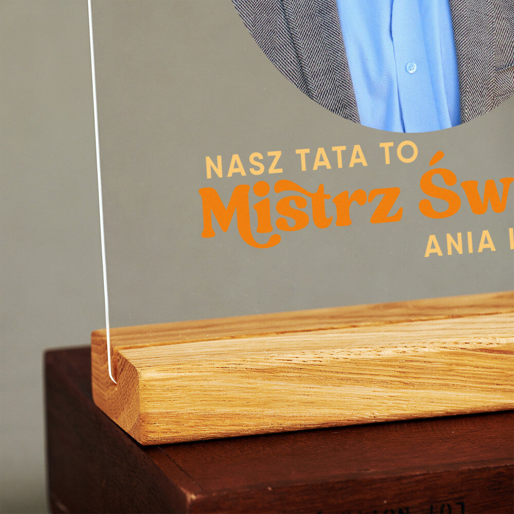 Nasz tata to mistrz swiata - Wydruk na szkle akrylowym z podstawką ...