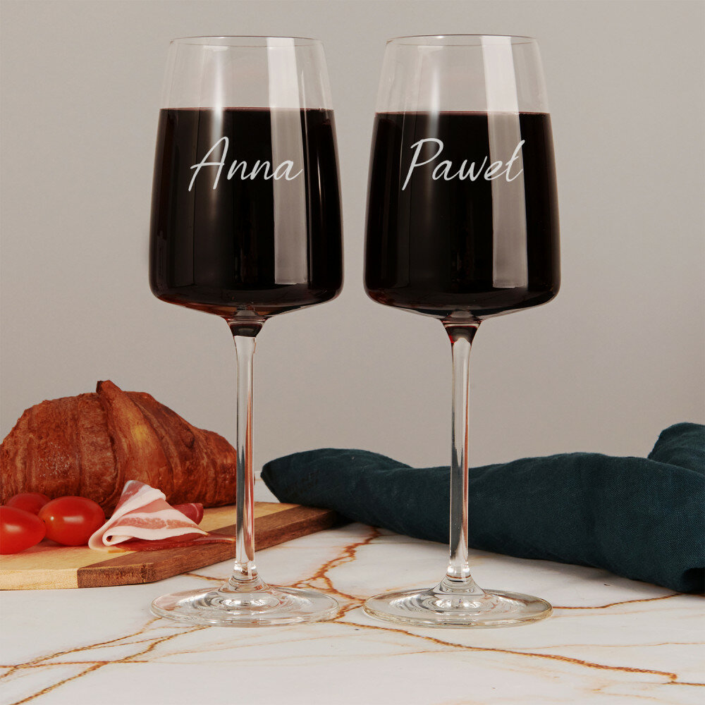 Nasze imiona elegant - Dwa kryształowe kieliszki do wina - MyGiftDna.pl