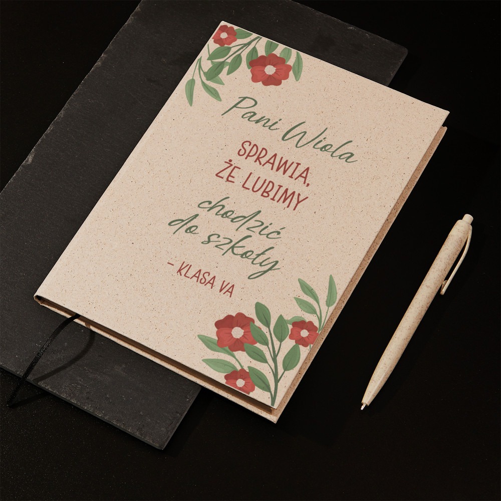 Sprawia, że lubimy chodzić do szkoły - Eko notes A5 z trawy - MyGiftDna.pl