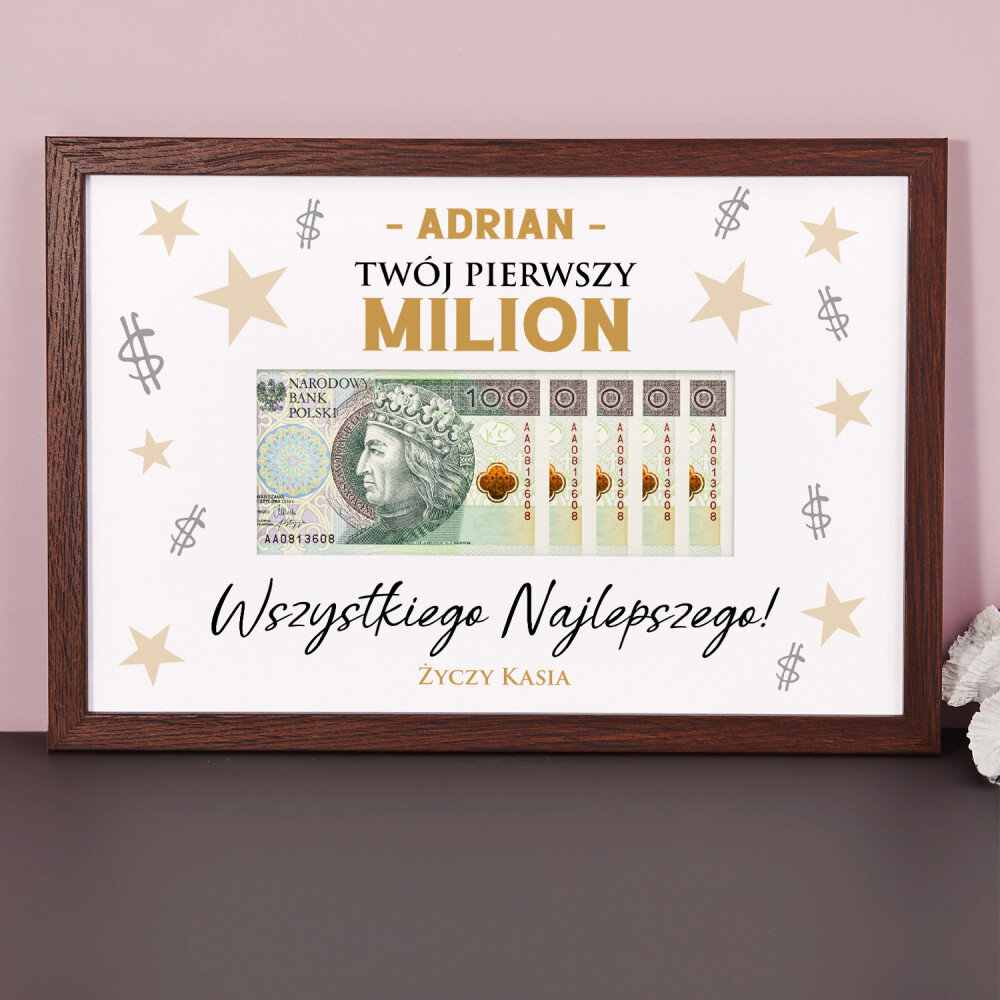 Twój pierwszy milion - Ramka na pieniądze - MyGiftDna.pl