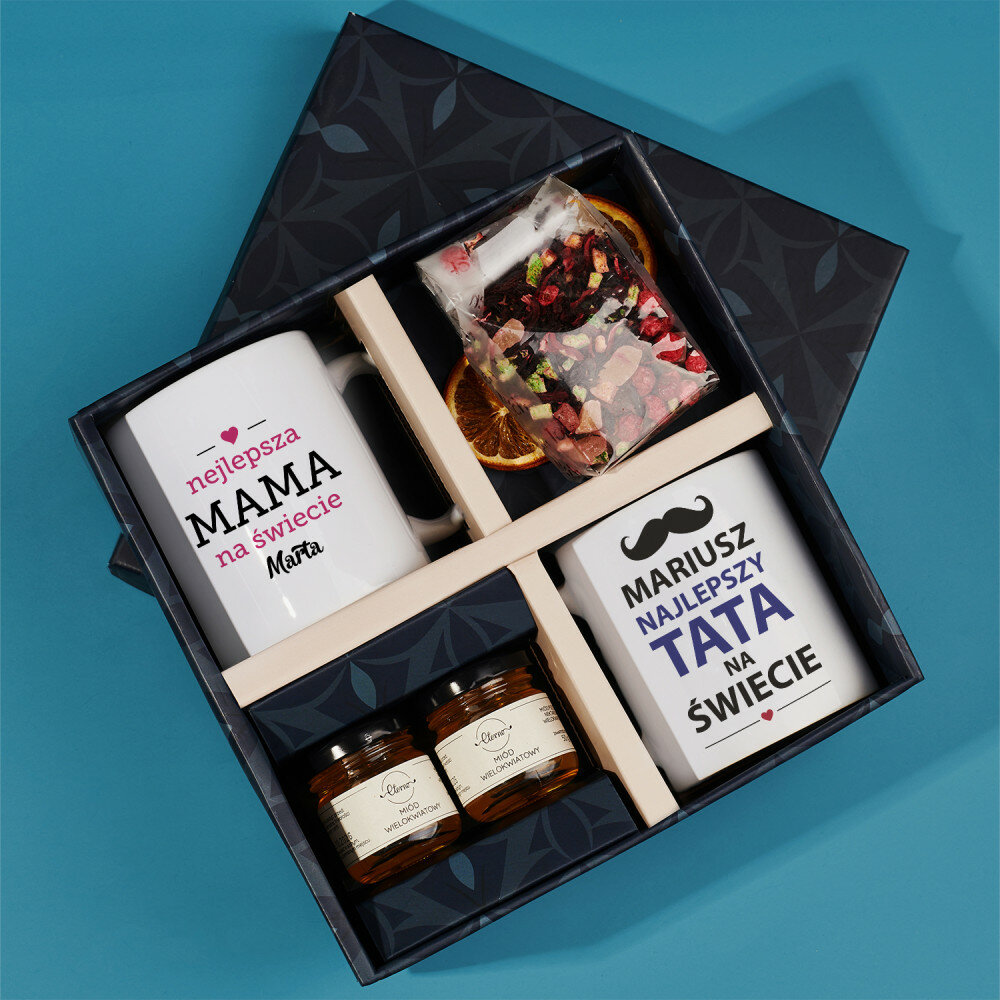 Zestaw prezentowy dla rodziców z kubkami dla par - MyGiftDna.pl