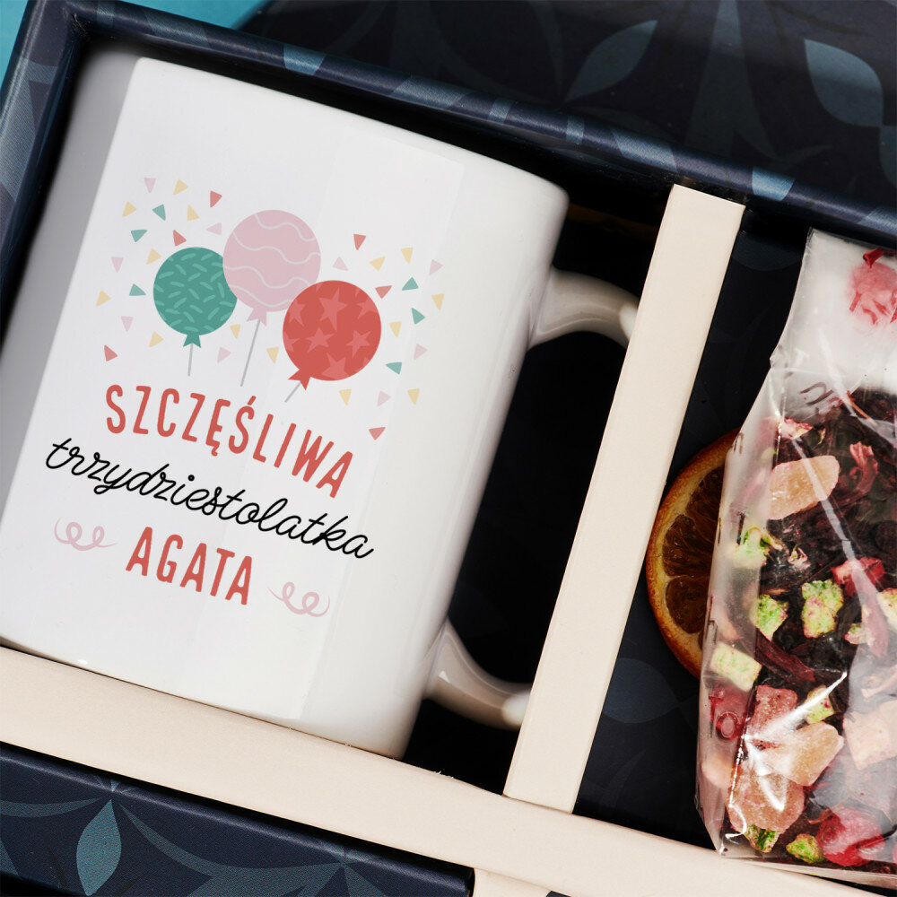Zestaw prezentowy na 30 urodziny dla niej z kubkiem i herbatą - MyGiftDna.pl