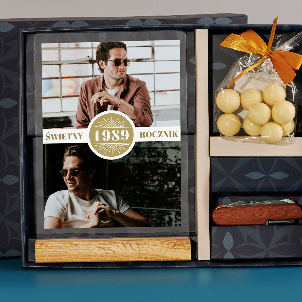 Zestaw prezentowy na urodziny z wydrukiem na szkle i scyzorykiem - MyGiftDna.pl