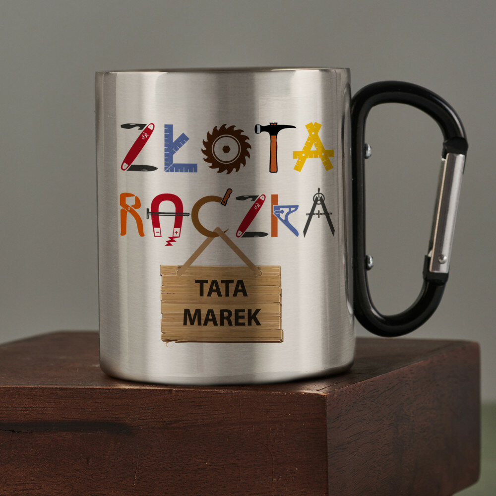 Złota rączka - Kubek metalowy z karabińczykiem - MyGiftDna.pl